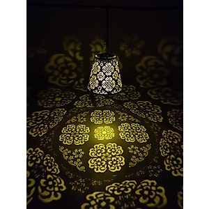 Solar Light Outdoor Decorative, Metal Solar Lantern for Garden/Porch/Yard/Patio/Walkway Decor, Waterproof LED Solar Power Hanging Lanterns, Retro Table Lamp Outside [Hydrangea Crack]