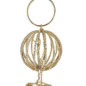 Round Ball Case Women Metal Clutches Chain Shoulder Handbags Evening Totes Bucket Clutch Bag (Beige)