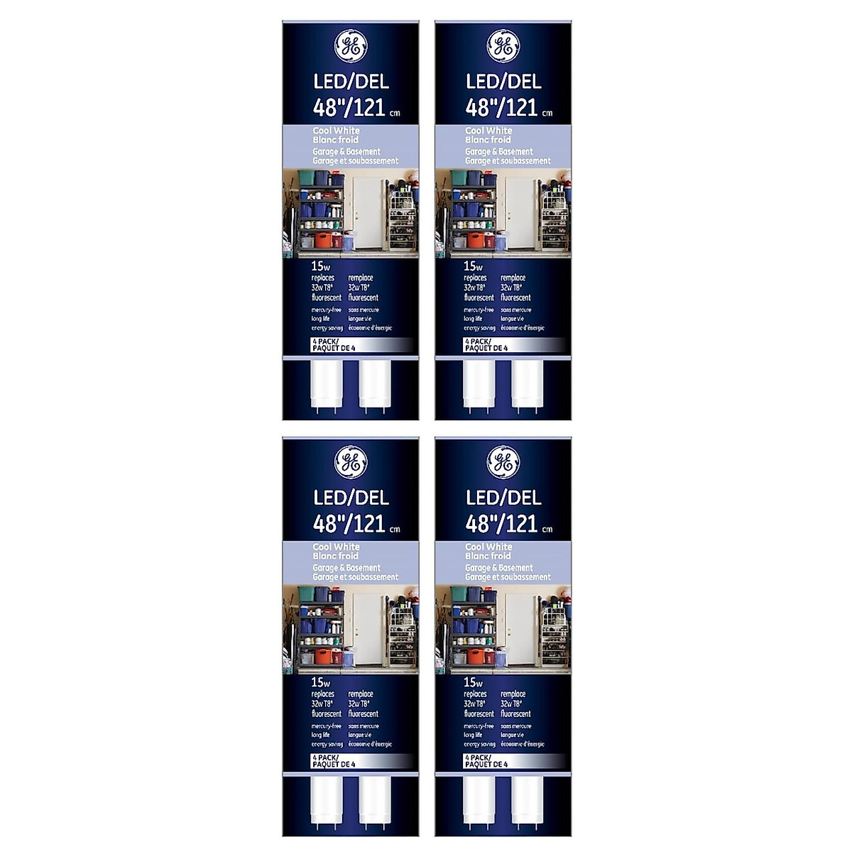 GE (16 Tubes) Lighting T8 LED Tube, 48 inch, 15 watt, 1800 lumens, 4000K Cool White, Type A Plug and Play- Fast and Easy Upgrade for 4-ft T8 Fluorescent lamp, no rewire no Hassle