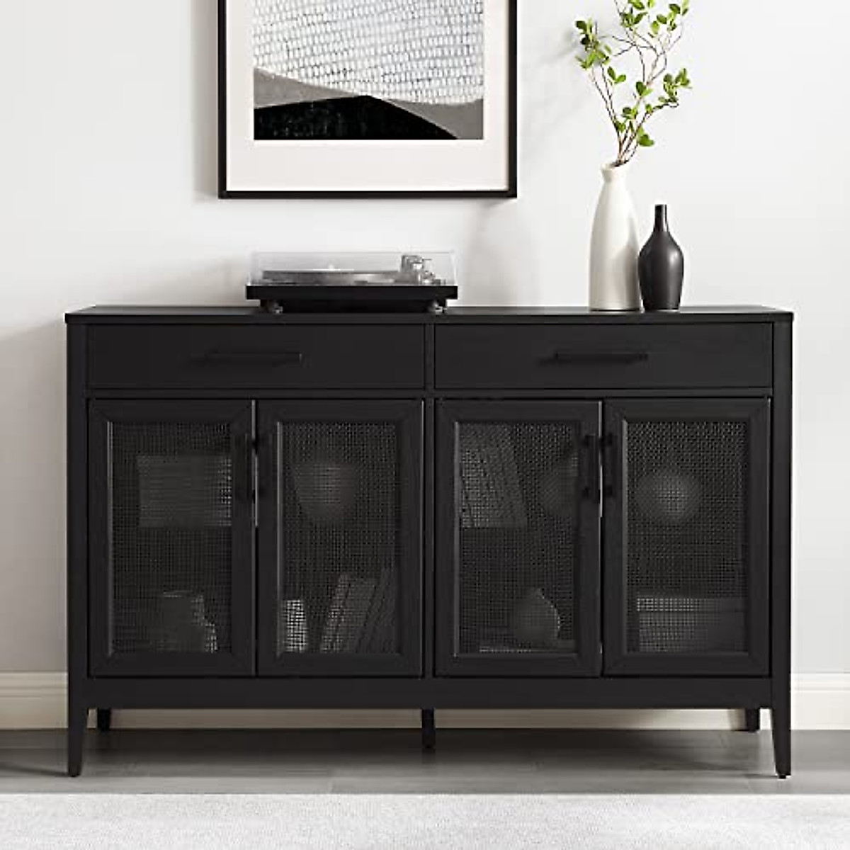 Crosley Furniture Milo Modern Sideboard Buffet Cabinet with Storage Cabinets and Drawers, Kitchen, Dining, Black