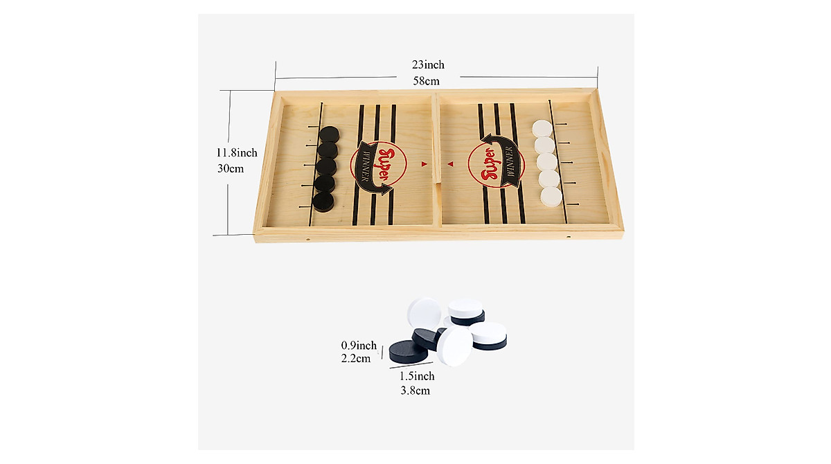 Fast Sling Puck Game Large Size - Fun Wooden Family Board Game