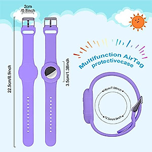 Airtag Wristband for Kids(2 Pack),Soft Silicone Waterproof Airtag Bracelet,Lightweight GPS Tracker Holder Compatible with Apple Airtag for Toddler Baby Children Elders (Baby Blue & Purple)