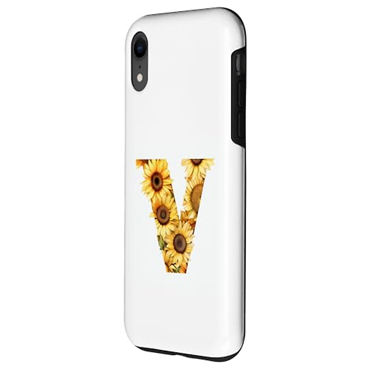 iPhone XR Letter V Initial Monogram Sunflower Minimalist Women Yellow Case