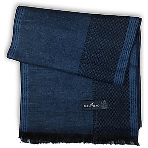 Livativ Bleu Nero Luxurious Winter Scarf for Men and Women – Large Selection of Unique Design Scarves – Super Soft Premium Cashmere Feel Blue Black Vertical