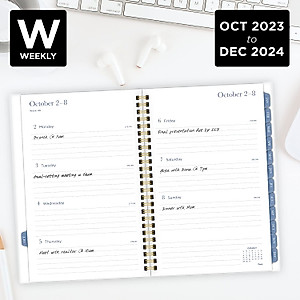 Mead 2024 Weekly & Monthly Planner, 5-1/2" x 8-1/2", Small, 15-Month Customizable, Caprice, Floral, Yellow (1319A-201-24)