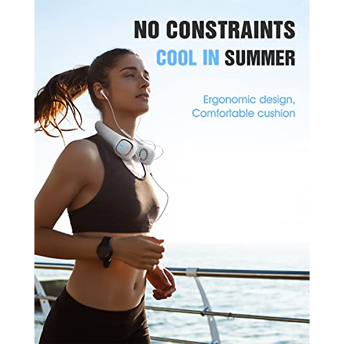 Bladeless Neck Fan, Portable Fan Rechargeable, Personal Fan, Hands Free Around the Neck Fan, 3 Speeds 4000mAh Battery Operated Wearable Cooling USB Hanging Neck Fan for Office, Travel, Outdoor