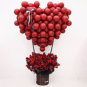 Dark Red Balloons 100 Pack, 10 inch Premium Red Maroon Latex Balloons for Valentine Birthday Christmas Wedding Baby Shower Party Decorations(with Red Ribbon)