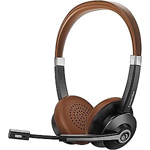 Wireless Headphones with Microphone, HD Stereo Sound & Noise Isolating Bluetooth Headset with Mute Button, Comfortable 25Hrs Playtime Hands Free On Ear Headphones for Cell Phone Calls Music Work
