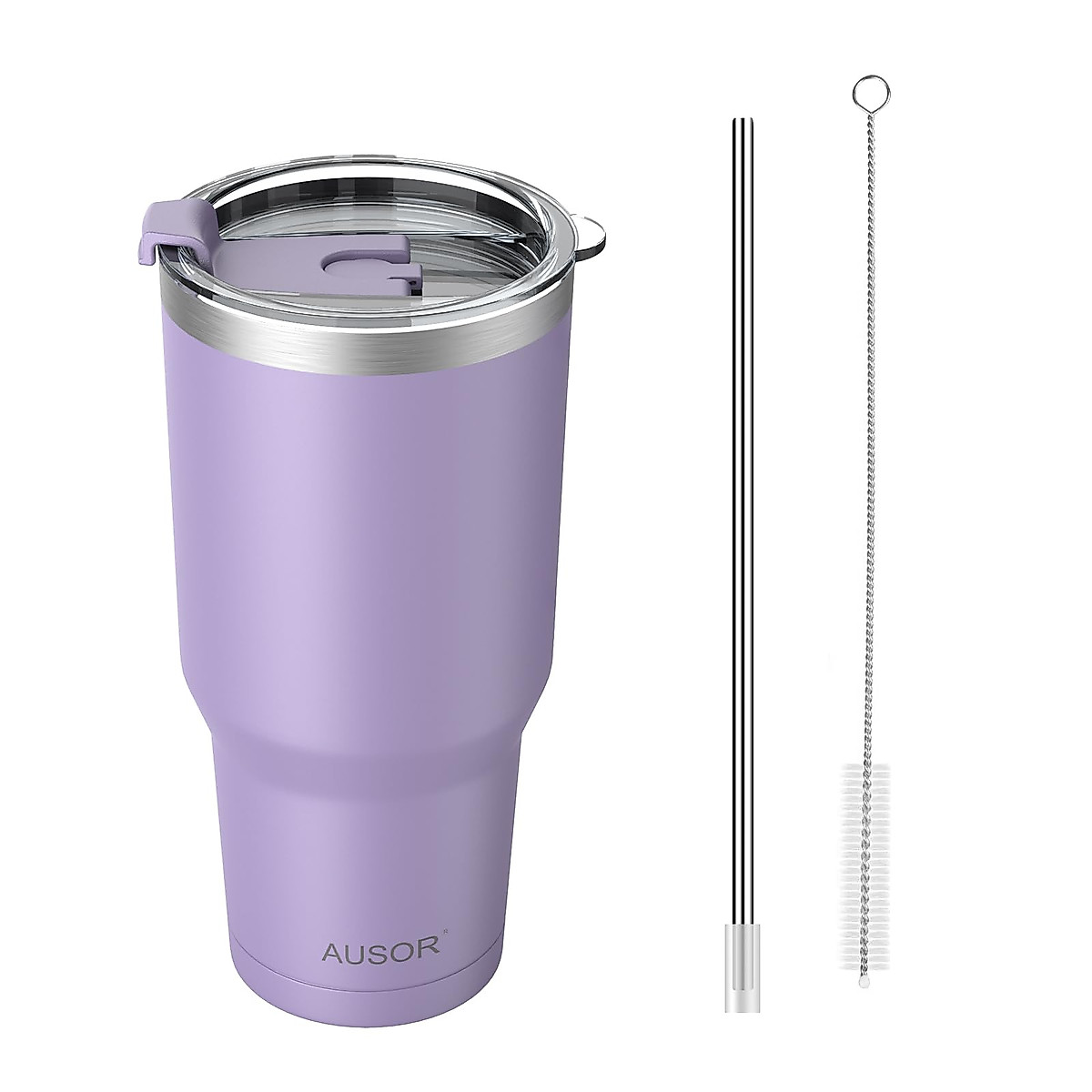 AUSOR 30 oz Tumbler with Lid and Straw,Water Bottle,Insulated Tumbler for Hot & Cold, Purple & Pink