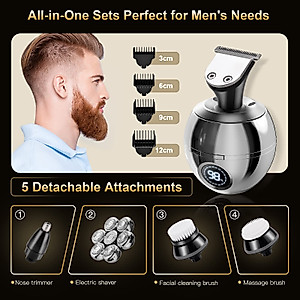 7D Head Shaver for Men, TURN RAISE 6 in 1 Waterproof with LCD Display Bald Head Shavers for Men, Wet Dry Electric Razor for Men, USB Rechargeable Electric Shavers for Men Bald Head