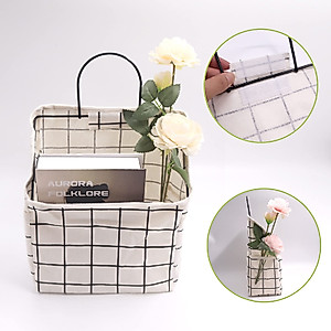 River-CJ 2 Pcs Wall Hanging Storage Bag, Cotton and Linen Waterproof Closet Storage Bag, Over The Door Hanging Storage Organizer, for Bedroom, Bathroom, Hallway, Entryway (Off White)