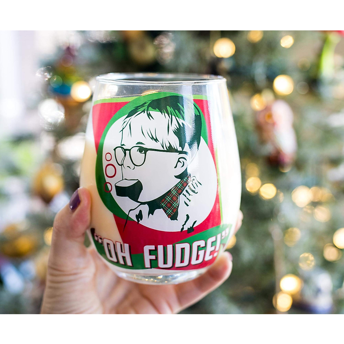 Silver Buffalo A Christmas Story Oh Fudge! Stemless Wine Glass | Holds 20 Ounces
