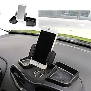 Camoo for Jeep Renegade Phone & GPS Car Holder 360 Degree Rotation with Organizer Storage Adjustable Auto Mobile Holder Stand Kit Fits Jeep Renegade 2015-2021 (Black