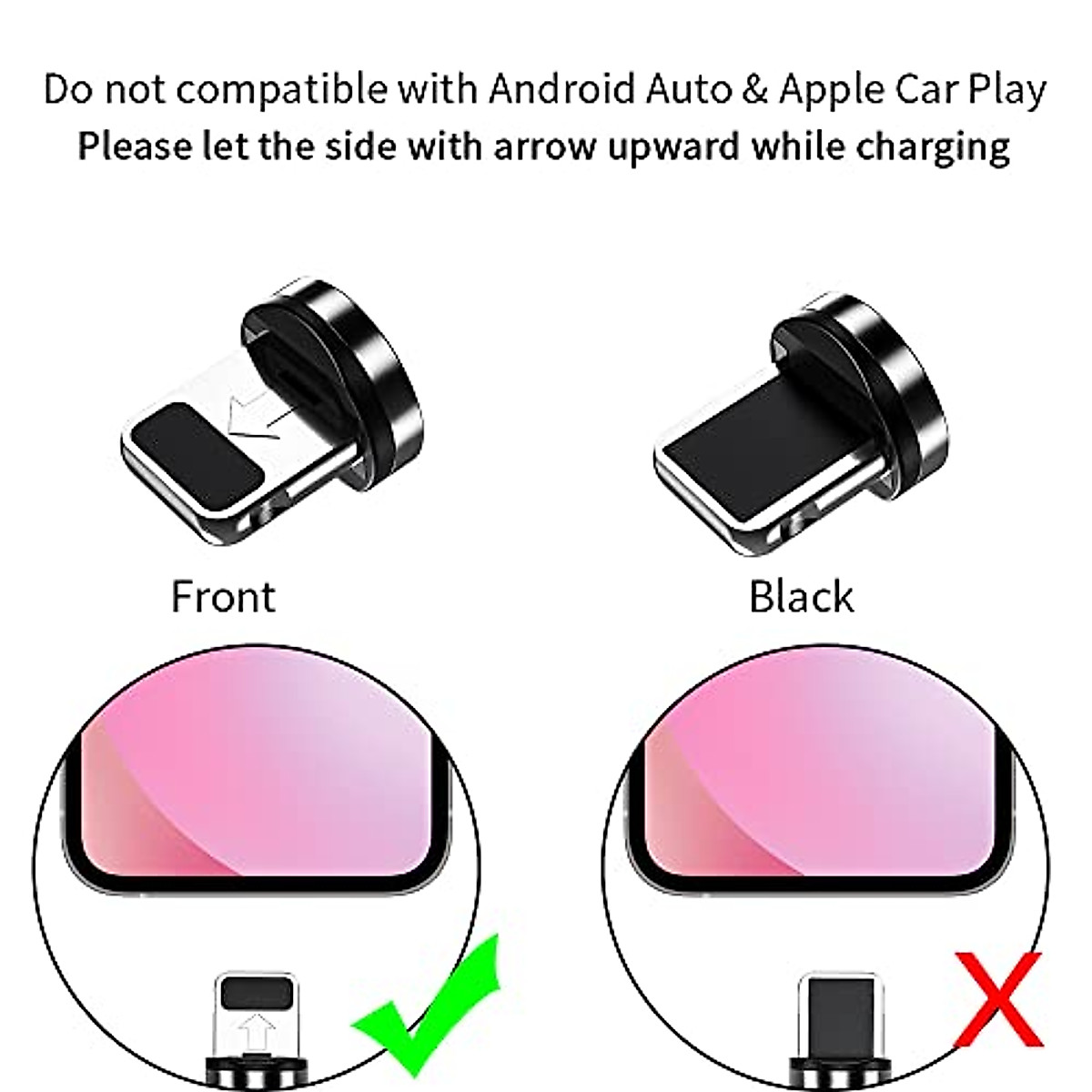 ESSAGER Magnetic Charging Cable 4 Pack(3.3+3.3+6.6+6.6) ft, 360°& 180°Rotation Magnetic Charger Cable with LED Compatible with USB C Type-c Micro 3 in 1 Charger Cable(Black)