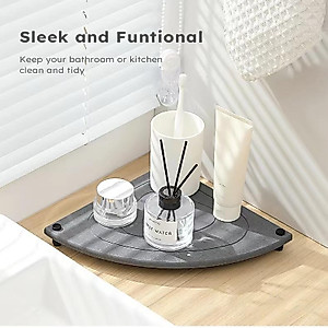 FOWSEEK Stone Drying Tray, Diatomite Instant Dry Sink Organizer for Bathroom Kitchen Counter, Water Absorbing Stone Tray for Sink Sponge Soap Holder Dispenser, Fast Drying Sink Caddy