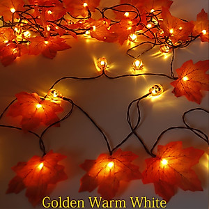Xingpold Fall Decor Solar Pumpkin Maple Leaf String Lights Outdoor, 50LED 30ft Fall Garland with Lights Waterproof Pumpkin Lights for Thanksgiving Halloween Autumn Door Porch Home Garden Decorations