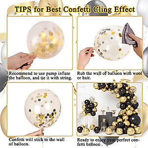 RUBFAC 101pcs Black and Gold Balloon Garland Arch Kit with Confetti Balloons for Graduation Birthday Party Decorations