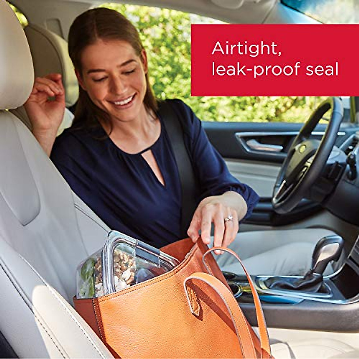 Rubbermaid 12-Piece Brilliance Food Storage with Dressing Container, Trays, and Lids for Lunch, Meal Prep, and Leftovers, Dishwasher Safe, Clear/Grey