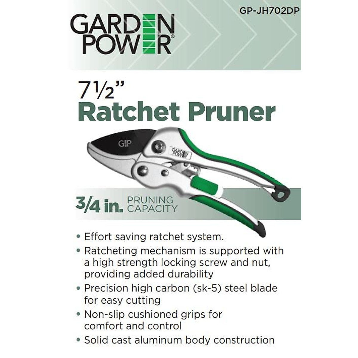 Garden Power Premium Heavy Duty Ratchet Pruning Shears, Professional Hand Pruner Garden Tool, Ergonomic Grip, 8 Inch yard clippers, Quality Carbon Steel with Ratchet Mechanism, ideal for women, senior