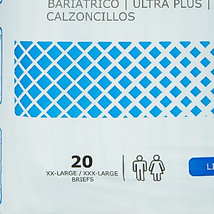 McKesson Bariatric Ultra Plus Stretch Briefs, Incontinence, Adult Unisex, Heavy Absorbency, 2XL / 3XL, 20 Count, 4 Packs, 80 Total