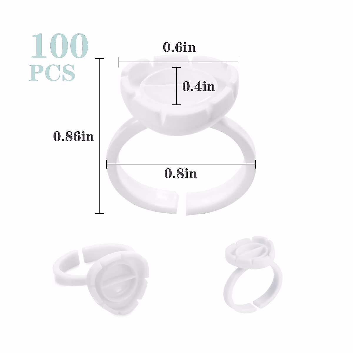 Limko Glue Rings 100PCS Cute Glue Cups Eyelash Glue Holder Makeup Cup for Lash Extensions Supplies (Triangle White)