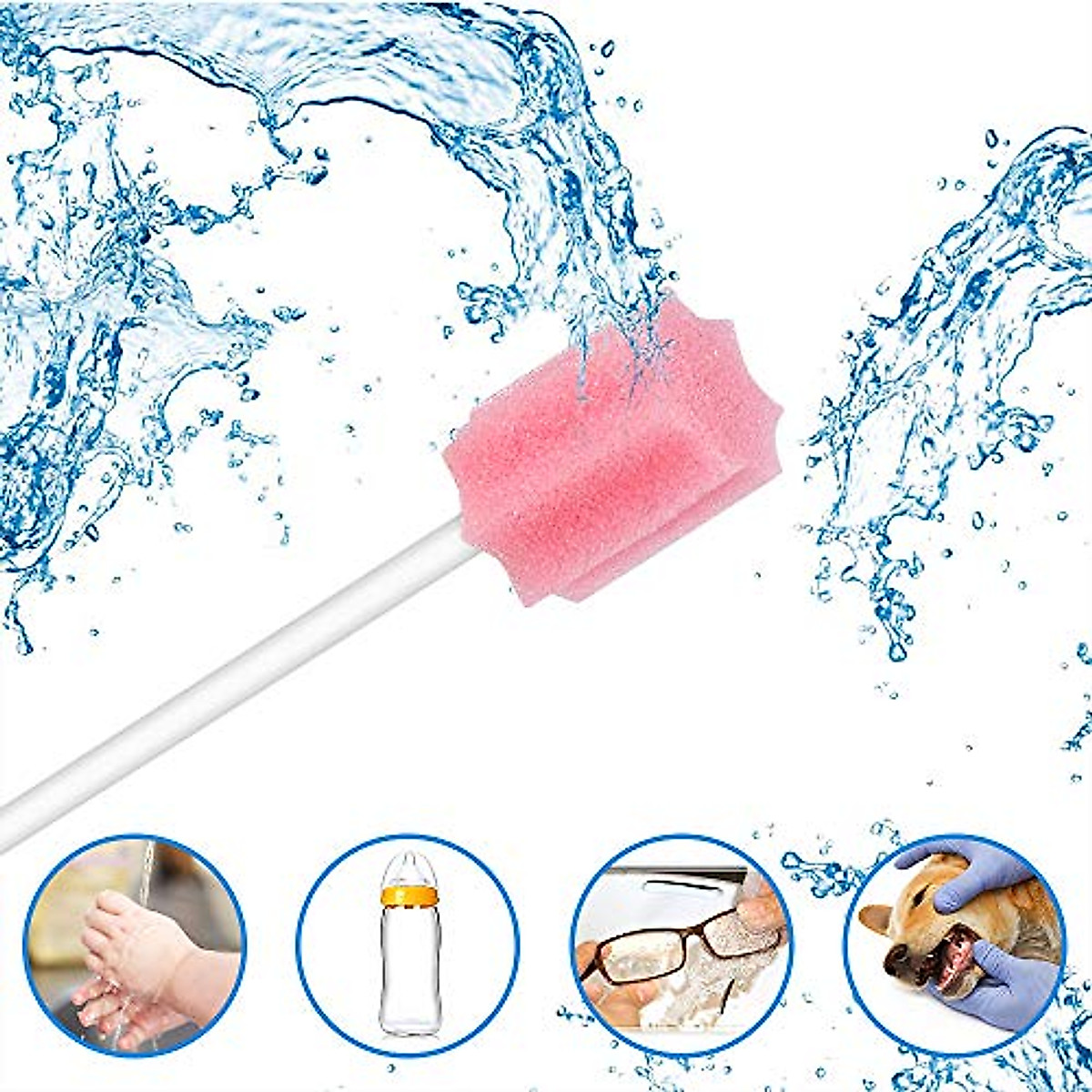 Disposable Oral Swabs, Sterile Dental Sponge Swabsticks Unflavored for Mouth & Gum Cleaning