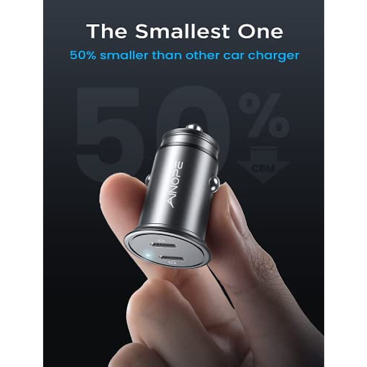 USB C Car Charger, 56W Fast Charger Type C AINOPE Mini 2-Port Cigarette Lighter USB Charger, PD 3.0 Dual Car Charger Adapter for iPhone 14 13 12 11 Pro Max X, Galaxy S22/S20/S10, Pixel