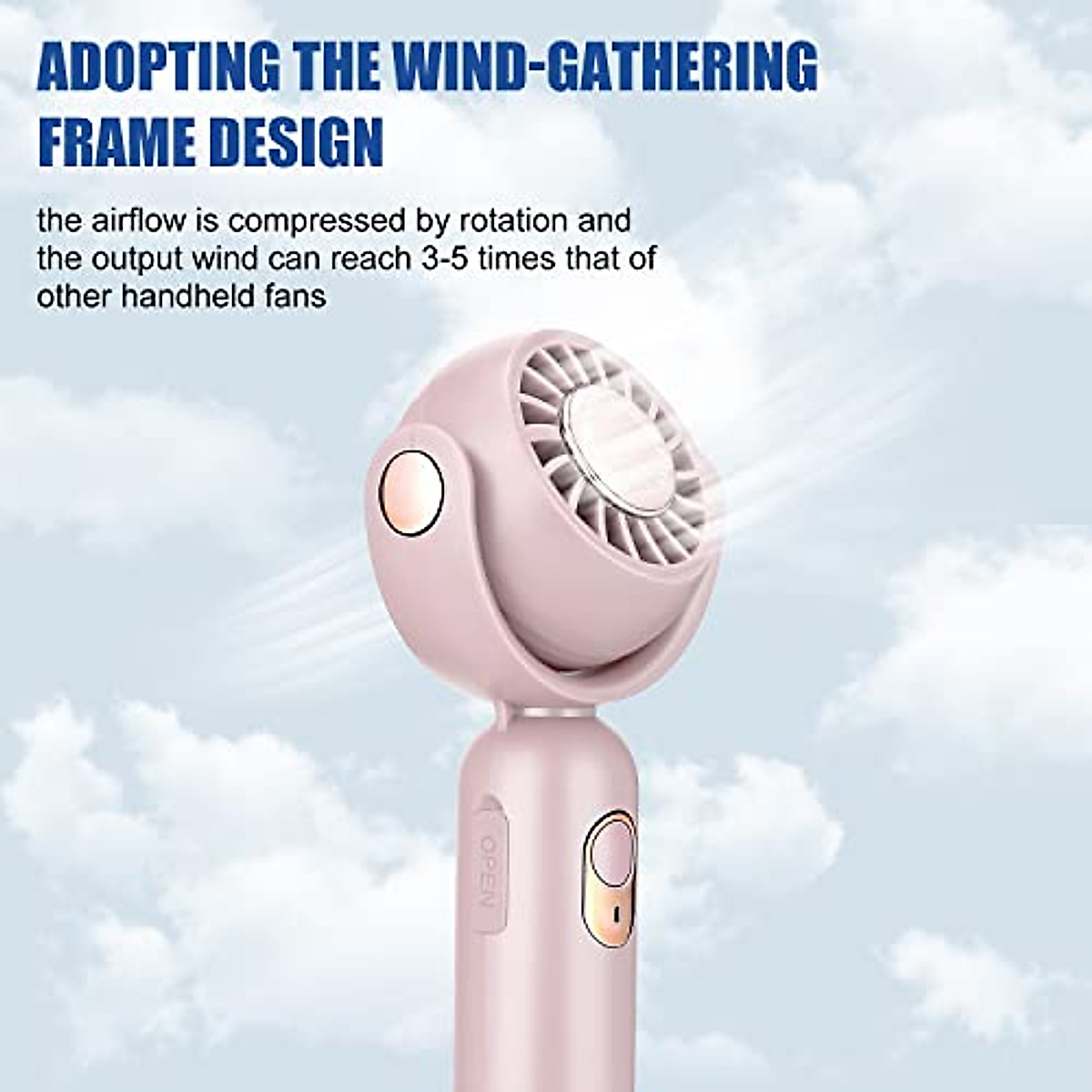 Odoland Portable Handheld Fan, Mini Personal USB Rechargeable Hand Fan with 3 Speed Small Pocket Fan Personal Desk Table Fan for Outdoor Travel Office Women Men, Pink