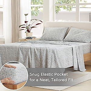 Comfort Spaces 100% Cotton Sheets Queen, Breathable, Naturally Cool Cotton Sheets, Soft Cotton Bed Sheets with 14" Elastic Pocket Fits up to 16" Mattress, All Seasons Sheet Set, Lama Multi 4 Piece