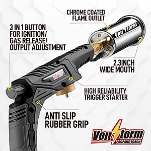 Cooking Torch Kitchen Blow Torch - Grill Gun Propane Torch with 100,000 BTU, Adjustable Flame, Sous Vide Torch, Culinary Torch for Searing steaks, Meat, Food, Lighting Campfires, BBQ