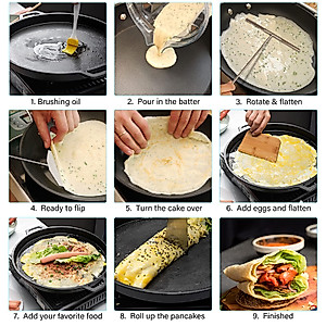 Lilithye Crepe Spreader and Spatula Kit Stainless Steel Crepe Batter Spreader Tool Metal 7 Inch T Shape Crepe Maker(2Pcs Large)
