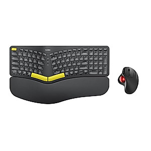 Nulea Ergonomic Keyboard, Wired Split Keyboard with Pillowed Wrist Bundle with Wireless Trackball Mouse, Ergonomic Comfort Design