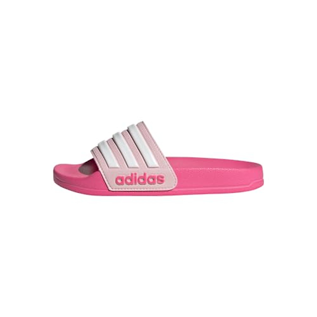 adidas Adilette Shower Slide Sandal, Clear Pink/White/Lucid Pink, 3 US Unisex Little Kid
