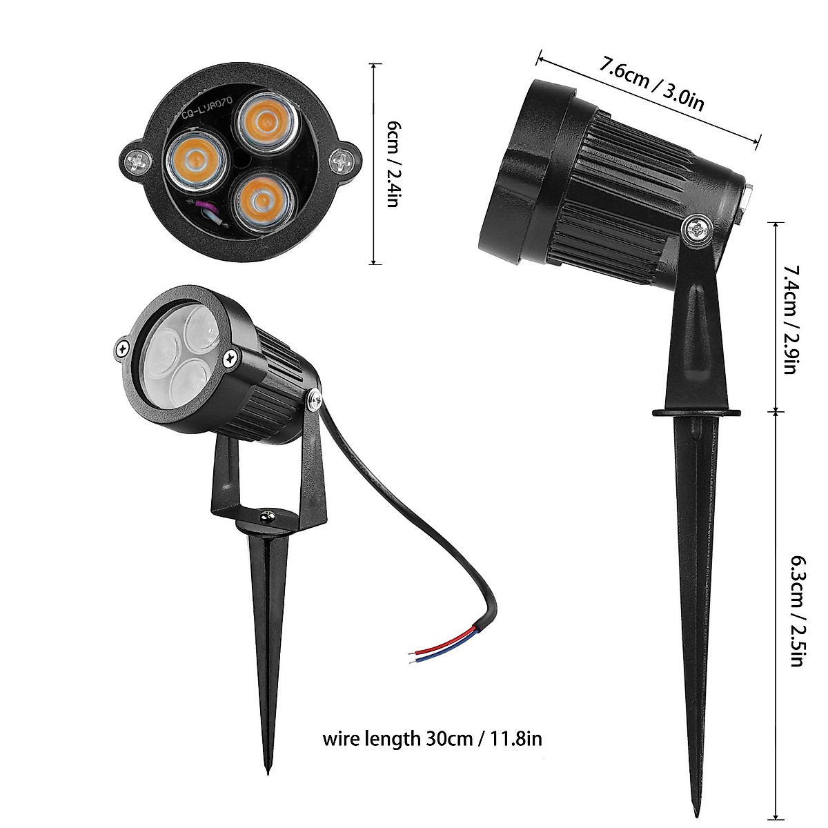 ONEVER LED Landscape Spotlight Outdoor, 6W 300Lumen Waterproof LED Lawn Lamp Lights with Spike for Home Garden Decor, DC 12V, Warm White (Pack of 1X)