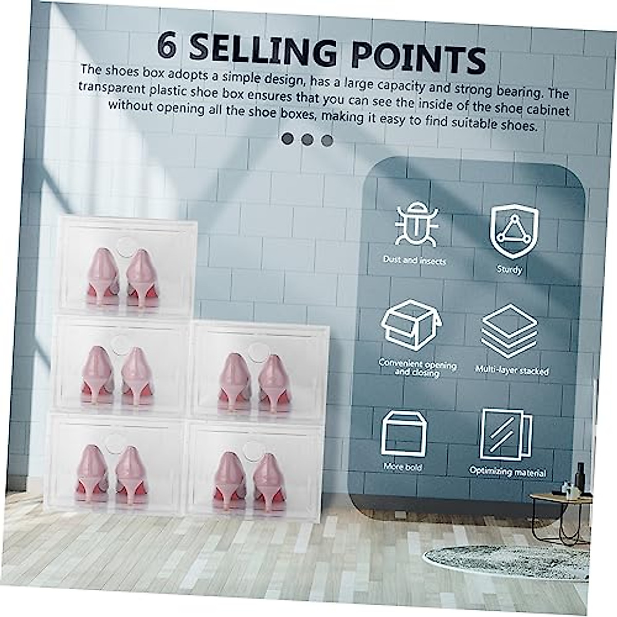 Amosfun 2 pcs plastic transparent shoe box underwear drawer cabinet drawer storage drawers stackable shoe case bins shoes organizer for closet clothes Simple Shoes Case Creative Shoes Case