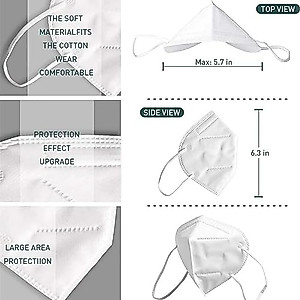 YUAKOU KN95 Face Masks, 50pcs Disposable Masks, Breathable Comfortable Individually Wrapped 5-Ply KN95 Mask White