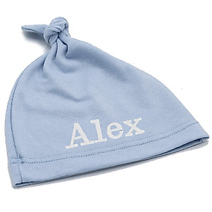 My Personal Memories Custom Embroidered Baby Boy Girl Beanie Hat, Personalized Keepsake for Newborn, Customized Infant Gift for Baby Showers, New Parents (Blue)