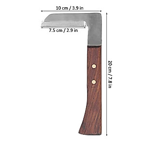 L Shape Hoof Knife, 7.8 in Sharp Ergonomic Curved Wooden Handle Left Right Handed High Hardness Steel Hoof Knife, Durable Practical Livestock Hand Hoof Trimming Tool for Farm Horse Cattle Goat(Right)