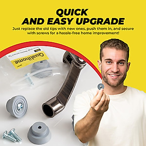 Replacement Rubber Tip for Kickdown / Drop Down Door Stop Holder, Grey, 5 Pack