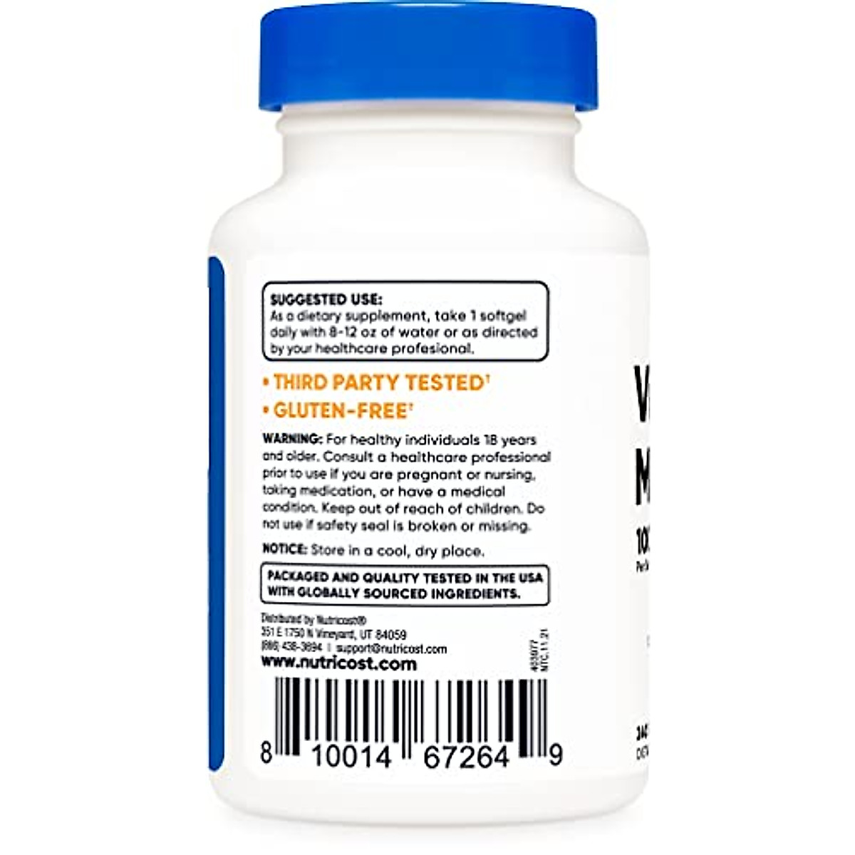 Nutricost Vitamin K2 MK-7 100 mcg, 240 Softgels - Gluten Free and Non-GMO MK7
