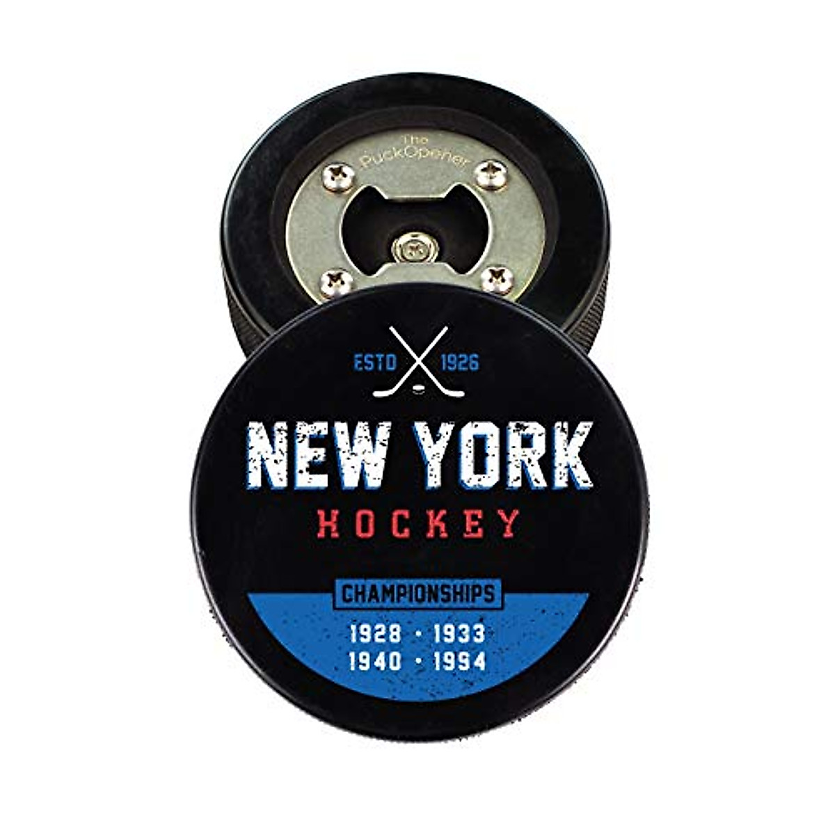 The PuckOpener - Hockey Puck Bottle Opener - New York Manhattan Champs