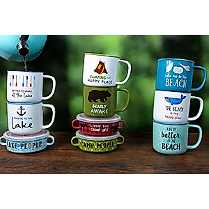 Pavilion Gift Company Large 17 Oz Stoneware Coffee Cup Mug Take Me To The Lake, Blue