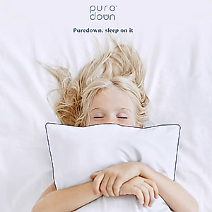 puredown® White Goose Feather and Down Pillows, 2 Pack Luxury Bed Pillows for Sleeping with 100% Cotton Cover, King Size