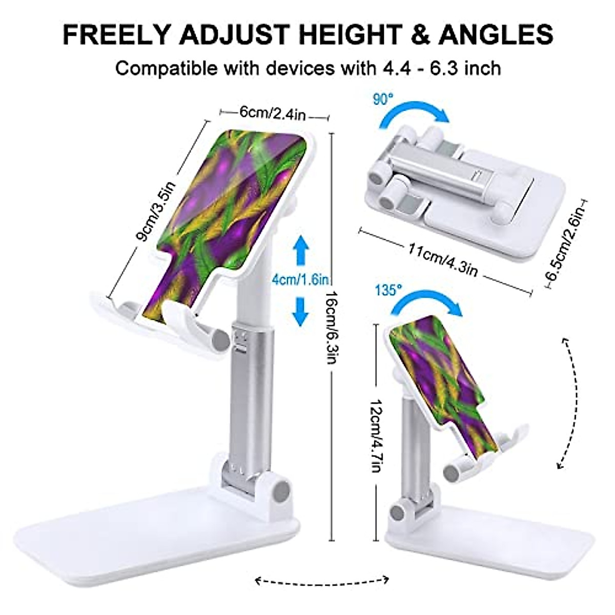 Mardi Gras of Palms Funny Foldable Desktop Cell Phone Holder Portable Adjustable Stand Desk Accessories