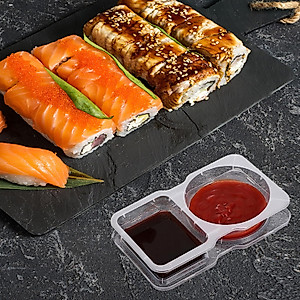 Obfuscate Condiment Container with Lids，Disposable Double Compartment Snack Container for Sauce, Sampling, Travel Snack 20PCS