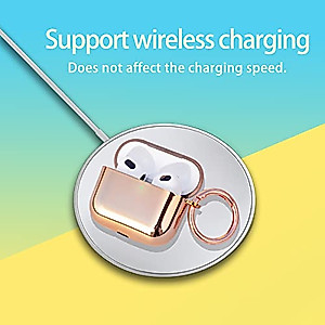 AirPods 3 Case Cover with Keychain,Mirror Plating Silicone Cover Airpods 3 Accessories with Keychain，for Women Men with Apple Airpods 3 Case 2021 (Gold)