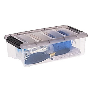 IRIS USA 6 Quart Stack & Pull Clear Storage Box, Gray, 12 Pack