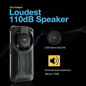 AGM Glory Pro Rugged Smartphone, 5G Unlocked Rugged Phone Snapdragon 480, Thermal Imaging Camera, 256x192 Resolution, 6.53" FHD+, 6200mAh Battery IP68/IP69K, 8G+256G Dual-LED Torch/NFC/GPS/Black