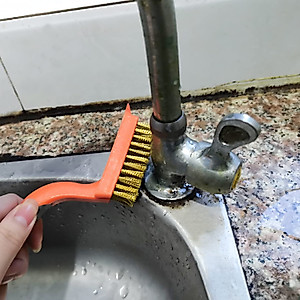 MAXMAN Wire Brush 3Pcs Brass/Stainless Steel/Nylon Wire Brushes for Cleaning Rust Bristle Brush Set with Rubber Curved Handle Grip Used for Dirt, Paint Remover (Orange+ Gray)