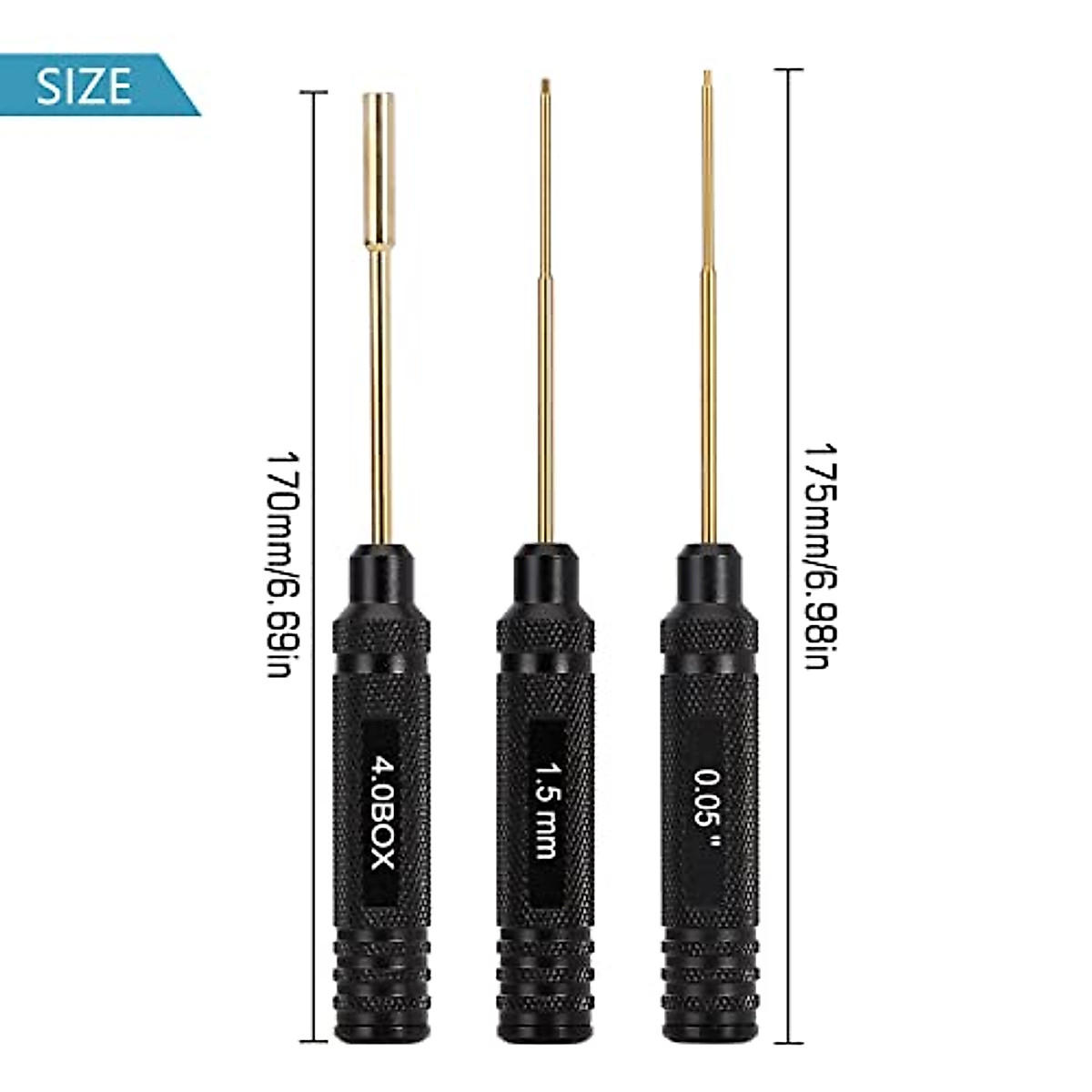 INJORA RC Car Tool Kit-3pcs Hex Screwdriver 0.05inch 1.5mm, Hex Nut Drivers 4mm, Screws Kit for Axial SCX24 C10 Deadbolt JLU Gladiator Bronco Other RC Model